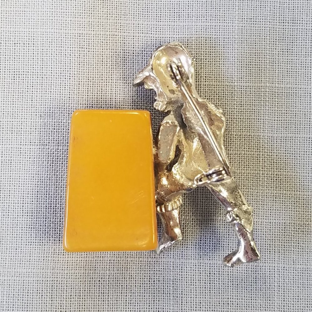 Vintage Charles F. Worth Lumberjack Pin With Bakelite - Gem